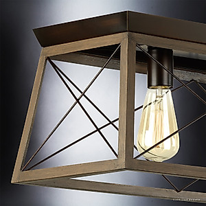 Urban Ambiance Luxury Industrial Chic Island/Linear Chandelier, Large Size: 9" H x 38" W, with Modern Farmhouse Style Elements, Olde Bronze Finish, UHP2126 from The Berkeley Collection