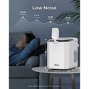 Silonn Ice Maker Countertop, Portable Ice Machine with Carry Handle, Self-Cleaning Ice Makers with Basket and Scoop, 9 Cubes in 6 Mins, 26 lbs per Day, Ideal for Home, Kitchen, Camping, RV