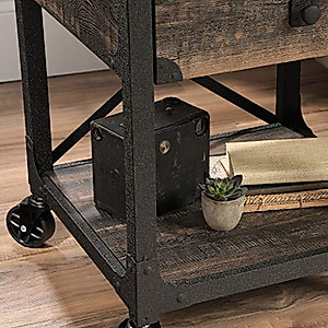 Sauder Steel River Side Table, L: 22.44" x W: 21.65" x H: 23.11", Carbon Oak Finish