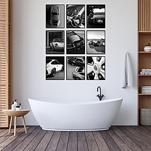 BigWig Prints Porsche 911 Poster - Porsche Wall Art, Vintage Car Poster, 911 GT3 RS Art, Garage Decor, Classic Car Wall Decor, Artwork for Garage - Unframed Set of 9 (8x10)