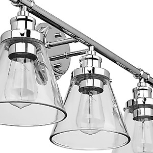 Globe Electric 51445 Parker 3-Light Vanity Light, Chrome, Clear Glass Shades, Bulb Not Included