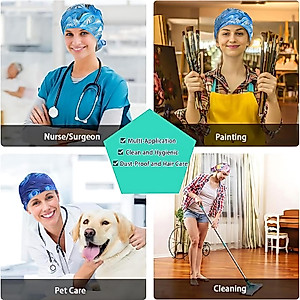 Fanadith Surgical Caps for Women, Scrub Caps Women Ponytail, 3 PCS Scrub Hats with Buttons Ribbon Tie, Adjustable Nurse Caps for Women