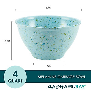 Rachael Ray Accessories Kitchen Pantryware Multi Purpose/Salad Serveware/Melamine Garbage Bowl, Agave Blue,1 gallon