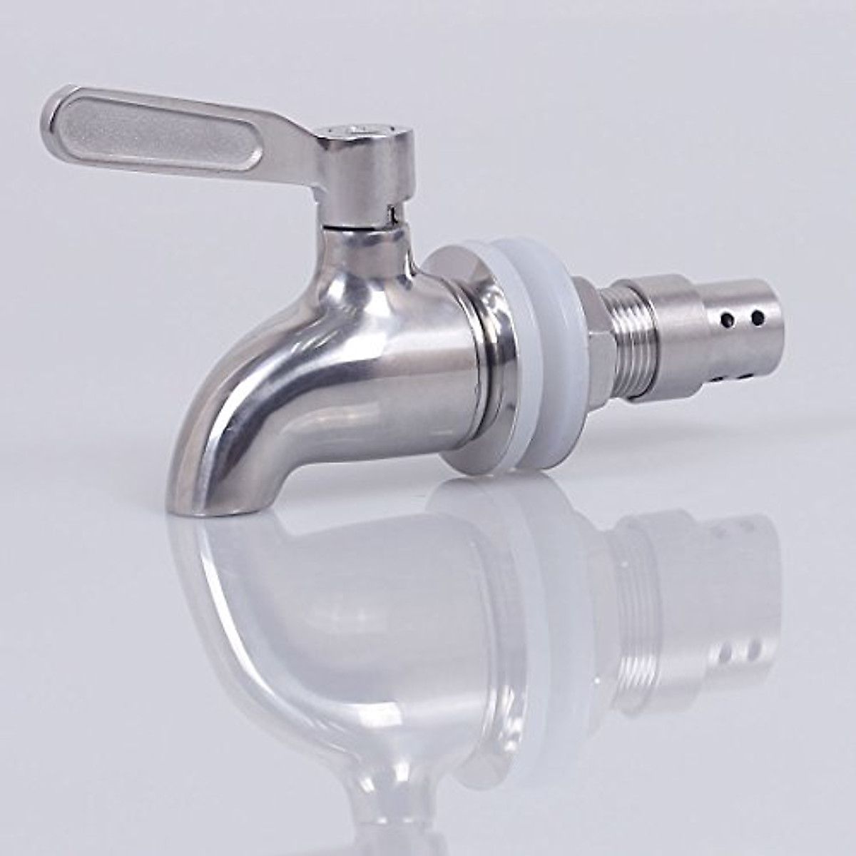 Replacement Spigot Spout for Beverage Dispenser, Solid Stainless Steel Water Dispenser Replacement Faucet with Anti-Clogging Cap Polished Finished