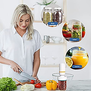 Mason Jar Vacuum Sealer,Electric Vacuum Sealer Kit for Wide-Mouth & Regular-Mouth Mason Jar,Rechargeable Automatic Food Vacuum Sealer with 8pcs Canning Lids Set