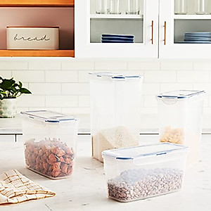 LocknLock Easy Essentials Food Storage Bin Set for Pasta, Flour, Sugar/Airtight Container Lids/BPA-Free/Dishwasher Safe, 8 Piece - Clear