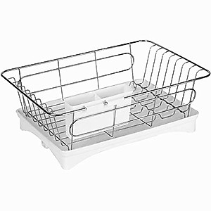 STRAW Dish Drying Rack, 304 Stainless Steel Over the Sink Dish Rack, in Sink or On Counter Dish Drainer Utensil Holder