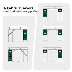 Huuger 55 inch Computer Desk with 4 Drawers, Gaming Desk with LED Lights & Power Outlets, Home Office Desk with Large Storage Space for Bedroom, Work from Home, Black