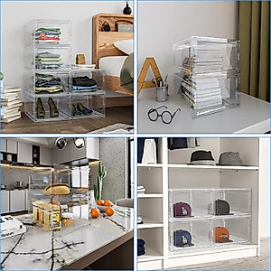 Shoe Storage Boxes, Shoe Organizer Shoe Display Case, Shoe Holder Clear Plastic Stackable Sneaker Box, Zapateras Organizer for Closet Drop Front Shoe Box Fit up to US Size 12(13.4”x 10.5”x 7.4”)