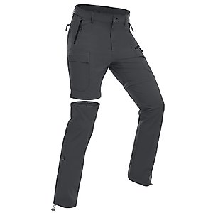 Wespornow Women's-Hiking-Pants Convertible-Zip-Off-Quick-Dry-Pants for Cargo, Camping, Travel, Outdoor, Fishing, Safari (Grey, Large)