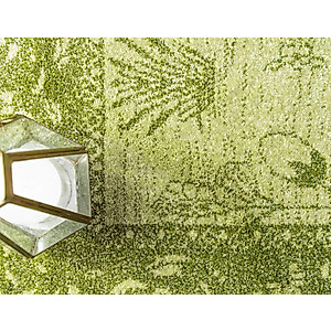 Unique Loom La Jolla Collection Farmhouse, Contemporary, Botanical, Traditional, Vintage Area Rug, 9 x 12 ft, Light Green/Green