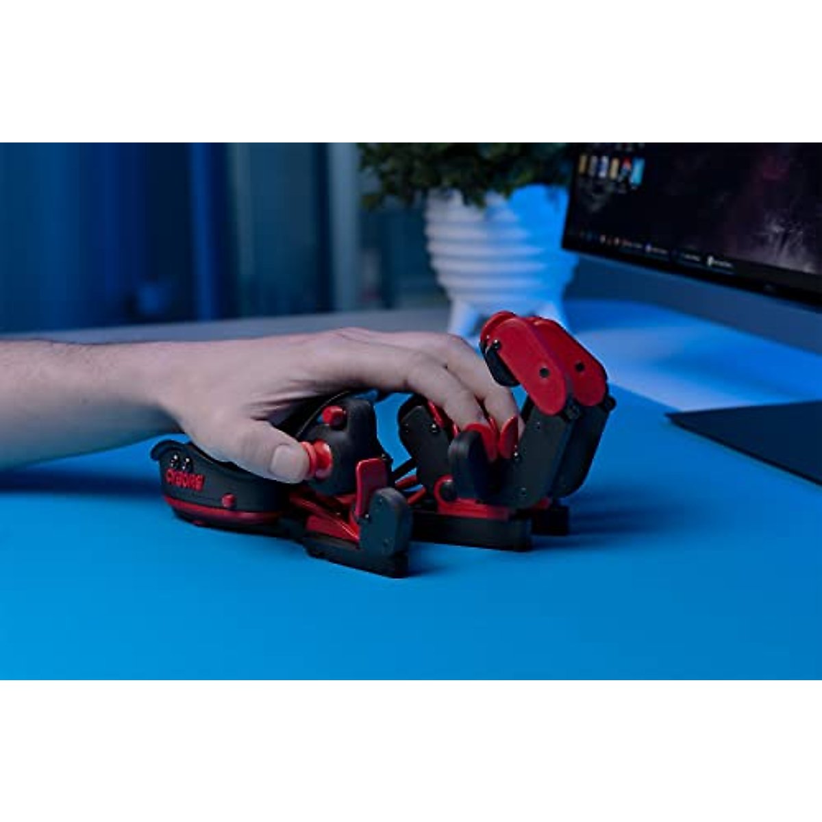 AZERON Cyborg Gaming Keypad – One Handed for PC – with Analog Thumbstick and 29 Programmable Keys – 3D Printed Customized – for Righties (Galaxy Purple)