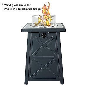 BAIDE HOME Borosilicate Glass Wind Shield for BAIDE HOME Patio Fire Pit Column Series, Round 11.81- Inch x 4.5-Inch Tall, Three Aluminium Holders