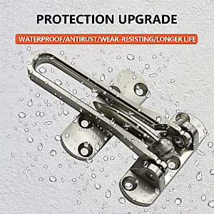 SANATO Door Lock Swing Bar Door Guard 2-1/2" High Security for Home, 3 Pack (Brushed Nickel US15)