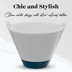 American Atelier Ramen Bowl with Chopsticks | Miso Soup, Udon Noodle Bowls for Kitchen | Stoneware Soup Bowl (25 Oz) | White & Blue with Built-in Handles/Chopstick Rest