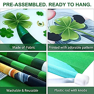 2 Pieces St. Patrick's Day Banner Decorations Green Irish Gnome Welcome Banners Irish Shamrock Gnomes Porch Signs for St. Patrick's Day Party Home Decorations Party Supplies (Gnome)
