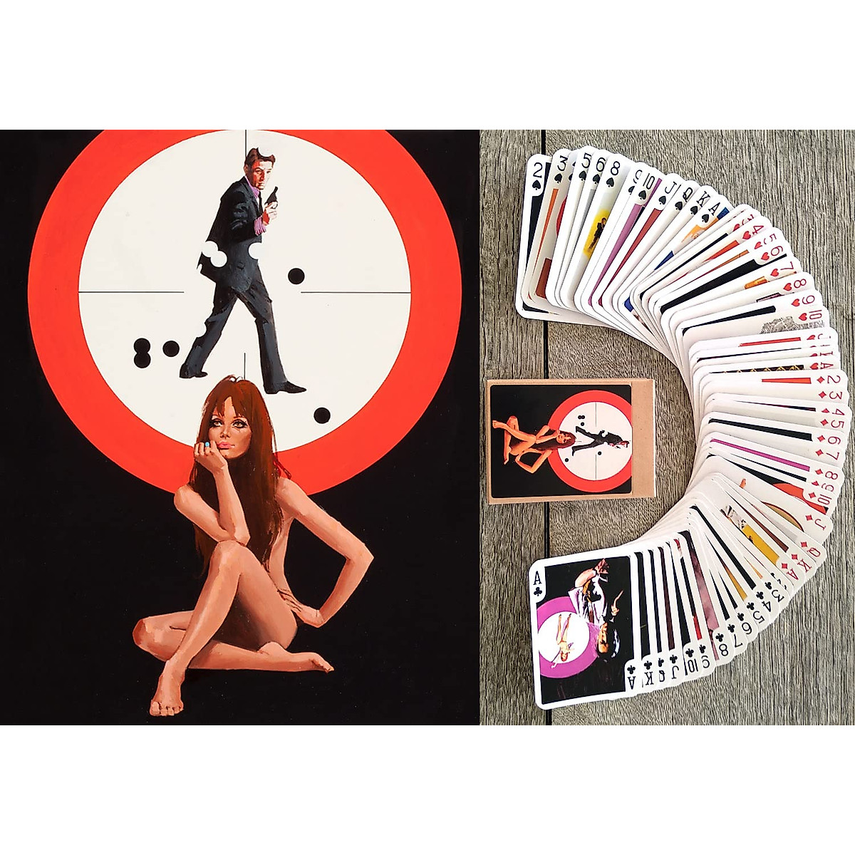 FLONZGIFT Spy Crime Fiction Playing Cards (Poker Deck 54 Cards All Different) Vintage Retro Magazine Covers Illustration Spies Agents Pulp Fiction