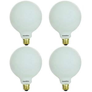 Sunlite 41688 Incandescent G40 Globe Light Bulb, Frosted, 60 Watts, 498 Lumens, Medium E26 Base, Decorative, Dimmable, Pendant, Vanity Mirror, 2600K Warm White, 4 Count