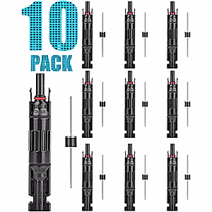 BAITHNA 20A PV Solar Panel Connector Male/Female Built-in Diode Solar Wire Connectors Waterproof Anti-backflow (10 PCS)