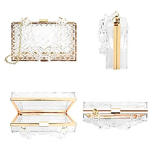 Clear Purse Acrylic Box, Women Evening Clutch Bag, Transparent Stadium Approved Crossbody Shoulder Handle Handbag Fits Party, School Prom & Concerts