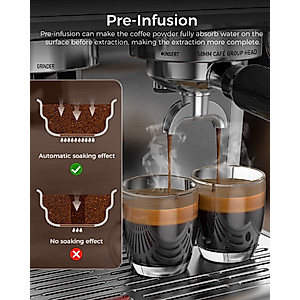 COWSAR Espresso Machine 15 Bar, Semi-Automatic Espresso Maker with Bean Grinder and Milk Frother Steam Wand, 75 Oz Removable Water Tank for Cappuccino, Latte, Stainless Steel
