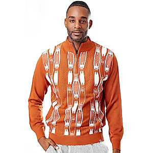 STACY ADAMS Men's Sweater, Vertical Neo Chain Front Design (4XL, PERSIMMON)