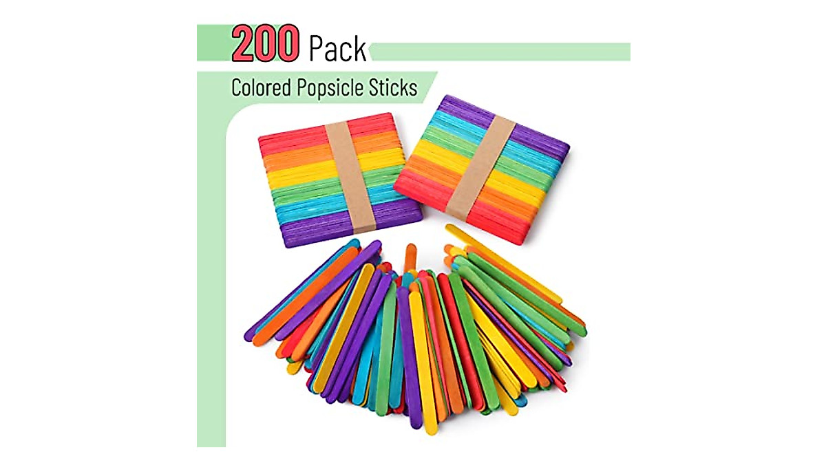 Mr. Pen Colored Popsicle Sticks - 200 Vibrant Craft Sticks for Kids
