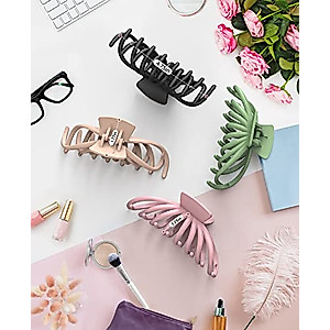 Hair Clips for Women - OPAUL Matte Nonslip Large Hair Claw Clips for Thick and Thin Hair, 4.7 Inch Strong Hold Big Hair Clips Fashion Hair Styling Accessories Christmas Gifts for Women Girls (4 Pack)