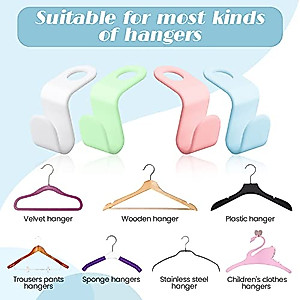 RONRONS 60 Pieces Clothes Hanger Connector Hooks, Outfit Hangers Extender Linking Hook Clips Velvet Huggable Hangers Drop Connecting Grip Heavy Duty Cascading Clothes Space Saving Organizer, 4 Colors