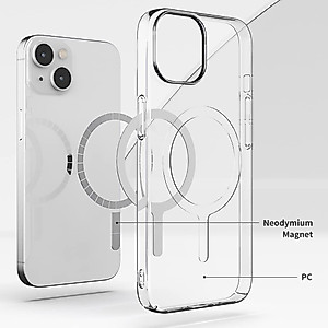 Sinjimoru iPhone 13 Mini Ultra Thin Clear Phone Cover for MagSafe Case, Non Yellowing Strong Magnetic Slim Fit Cell Phone Case Crystal Clear for iPhone 13 Mini. M-AiroFit Basic