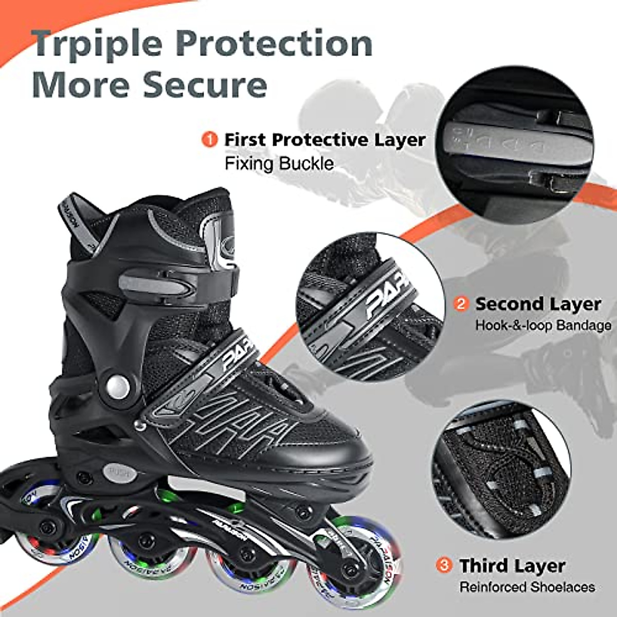 ITurnGlow Adjustable Inline Skates for Kids and Adults with Light up Wheels Beginner Skates Fun Illuminating Roller Skates for Kids Boys and Ladies
