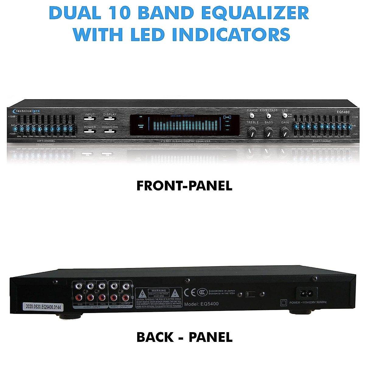 Technical Pro Dual 10 Band Professional Stereo Equalizer with Individual LED Indicators