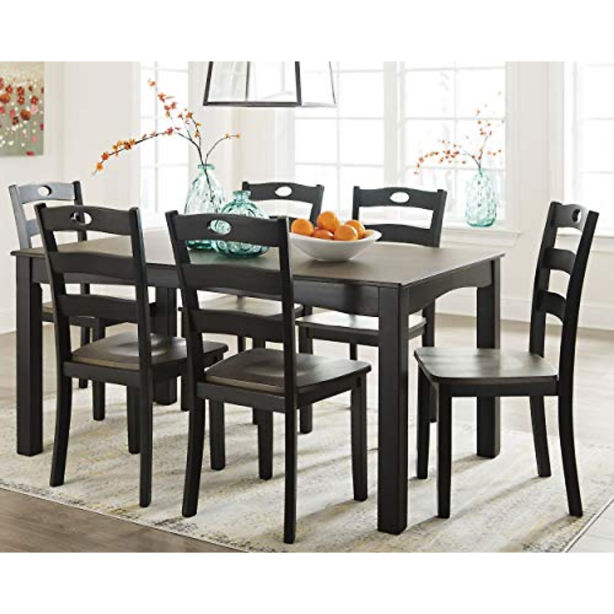 Signature Design by Ashley Froshburg Rustic 7 Piece Dining Set, Includes Table & 6 Chairs, Dark Brown