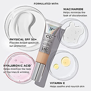 IT Cosmetics Your Skin But Better CC+ Cream, Neutral Medium - Color Correcting Cream, Full-Coverage Foundation, Hydrating Serum & SPF 50+ Sunscreen - Natural Finish - 1.08 fl oz