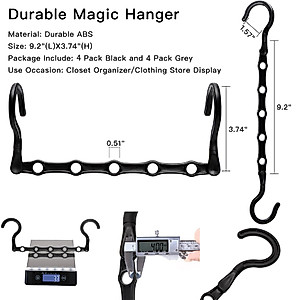 Closet Organizer,12 Pack Stronger Closet Organizers and Storage Clothes Hanger with 5 Holes Closet Storage for Heavy Clothes,College Dorm Room Essentials Magic Closet Organization Space Saving Hangers