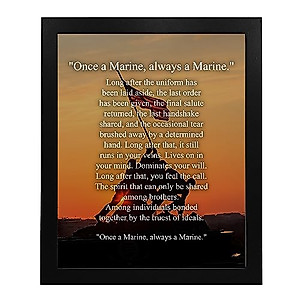 Once a Marine, Always a Marine - Inspiring USMC Creed Wall Decor Poster, This Famous American Flag Raising on Iwo Jima Is An Ideal Wall Art For Patriotic Home, Office Wall Decor, Unframed - 8x10"