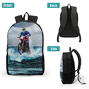 Giwawa Cool Dirt-Bike Motocross School Backpacks for Teen Boys Motorcycle Vehicle in Sea Backpack School Bookbags Set Lunch Bag Pencil Case