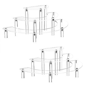 YestBuy Acrylic Display Stand For Pop Figures, 3 Tier Clear Cupcake Stand, Perfume Organizer Stand,2 Pack Half Moon Dessert Stand for Display Or Collections (Acrylic Rods 2 set)