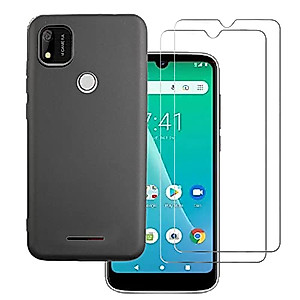 [2-Pack] Tznzxm for Sense TW102 Tempered Glass Screen Protector,Sense TW102 Case, Sense TW102 Phone Case, Flexible Soft TPU Scratch Resistant Non-Slip Back Cover Rubber Slim Case for Sense TW102