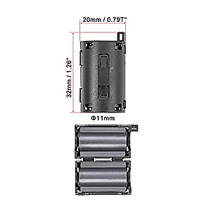uxcell 11mm Ferrite Cores Ring Clip-On RFI EMI Noise Suppression Filter Cable Clip, Black 5pcs