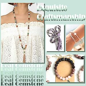 Yholin 45pcs 8mm Natural Round Stone Beads, Natural Indian Agate Gemstone Hole Size 1mm Crystal Energy Stone Healing Power Loose Beads for DIY Crafts Bracelet Jewelry Making 1 Strand 15"