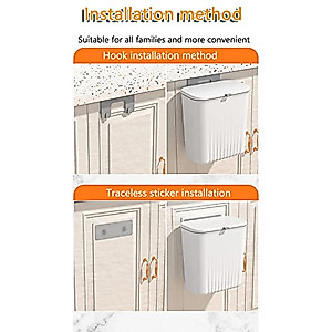 Hanging Kitchen Trash can with lid, Double-Sided Open lid Design, Kitchen Trash can, Kitchen Cabinet Door Hanging Wall Storage Bucket, Kitchen Compost bin, Door Hanging Mounted Trash can