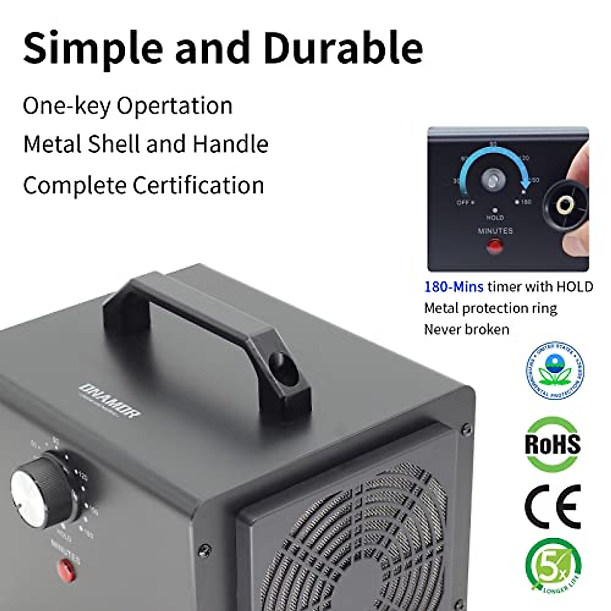[New Upgraded 15000mg/h] Ozone Generator for Areas of 2000+ Sq.Ft, Ozone Machine Odor Removal for Home, Ozone Odor Eliminator for Smoke, Car, Basements, and Pet Odors - Black