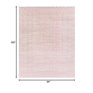Livabliss Dianne Global Tribal Area Rug,7'10" x 10'2",Pale Pink/Cream
