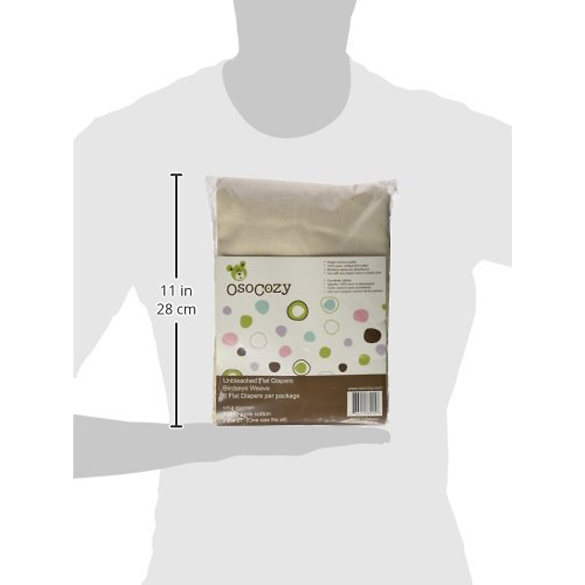 OsoCozy Unbleached Birdseye Flat Cloth Diapers (6 Pack) - 27 x 27 Inches, One-Layer Flat Cloth Baby Nappies Made of Soft, Durable 100% Birdseye Weave Cotton