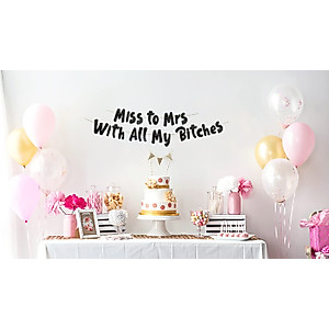 Miss to Mrs Classy & Sassy Bachelorette Black Glitter Banner - Bachelorette Party Decorations, Favors and Supplies