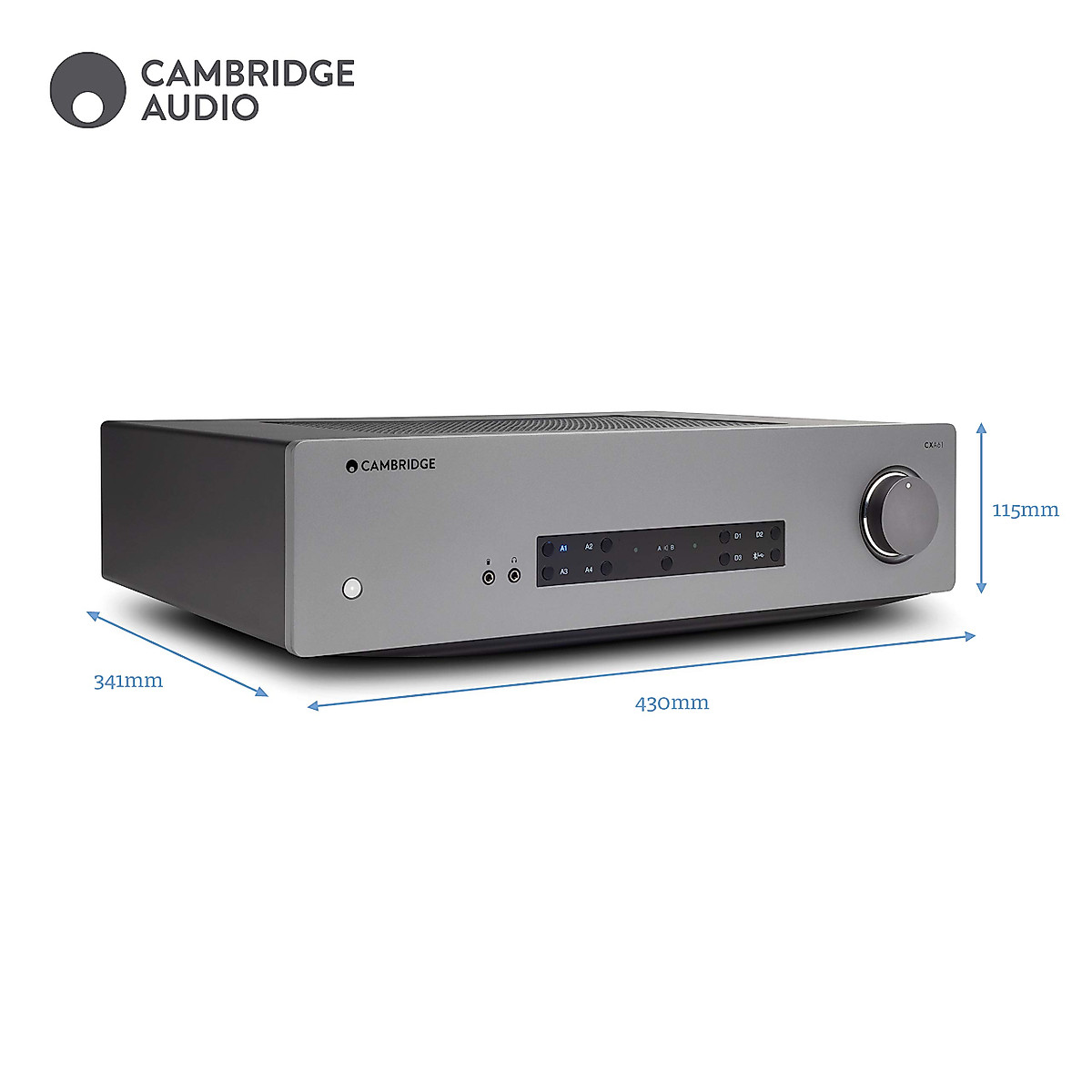 Cambridge Audio CXA61 Stereo Two-Channel Amplifier with Bluetooth and Built-in DAC - 60 Watts Per Channel (Lunar Grey)