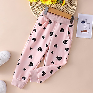 CM C&M WODRO Toddler Girls Clothing Sets Valentine Fashion Sweatshirts Baby Fall Winter Outfits Heart Print Top and Pants(Red,18-24 Months)