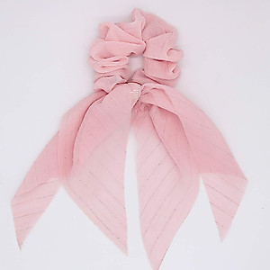 DINPREY Scarf Hair Ties for Women Girls, 8 Pcs Double Layer Bow Scrunchies for Hair Cute Bunny Ear Bow Scrunchies with Assorted Colors