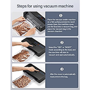 Vacuum Sealer Machine, Food Vacuum Sealer, (95Kpa)Space Saving Vacuum Sealers, With Sealer Bags Seal Food Storage,Dry Moist food Modes, LED Indicator Lights